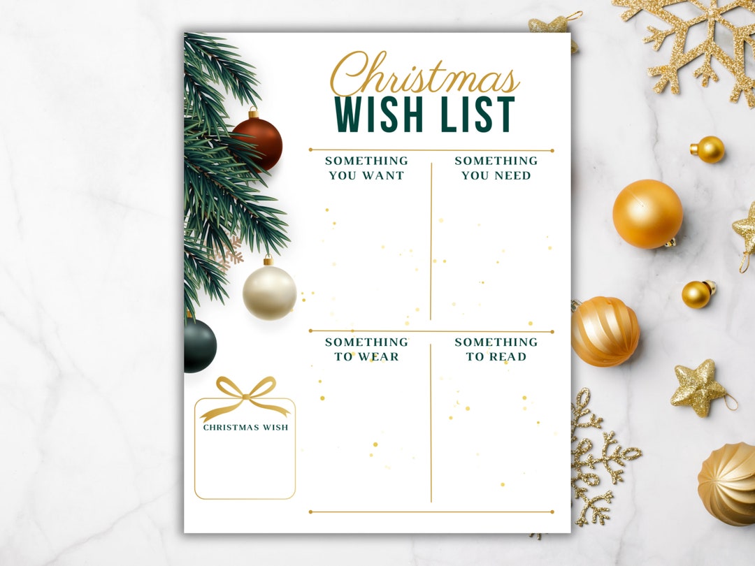 Christmas Wish List Printable | Minimalist Christmas Gift List ...
