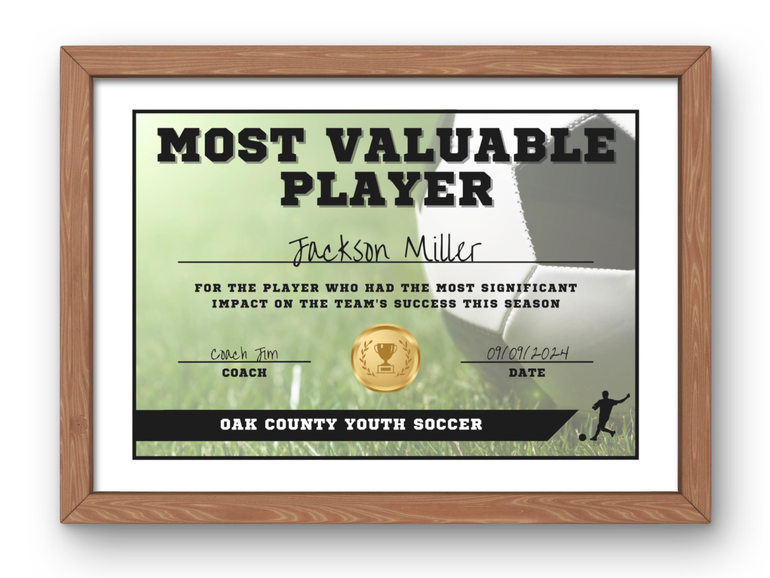 Editable Soccer Awards | Canva Soccer Certificate | Fun Soccer Awards ...