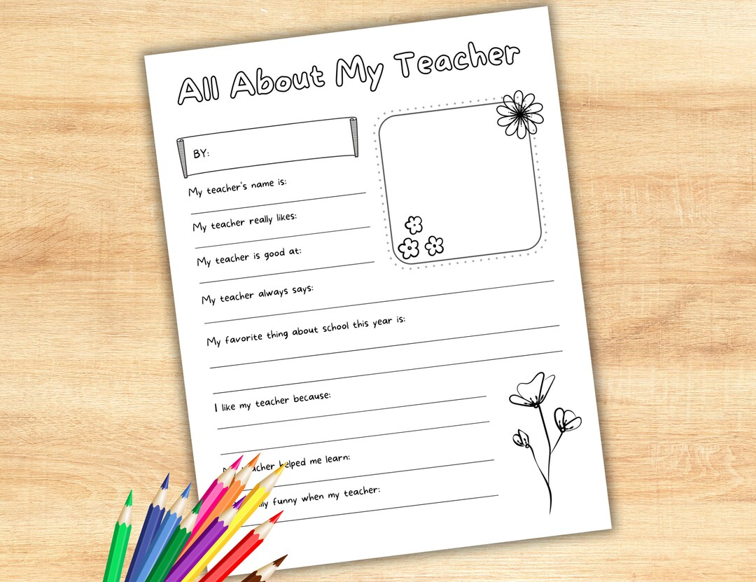All About My Teacher Questionnaire Printable | Teacher Appreciation ...