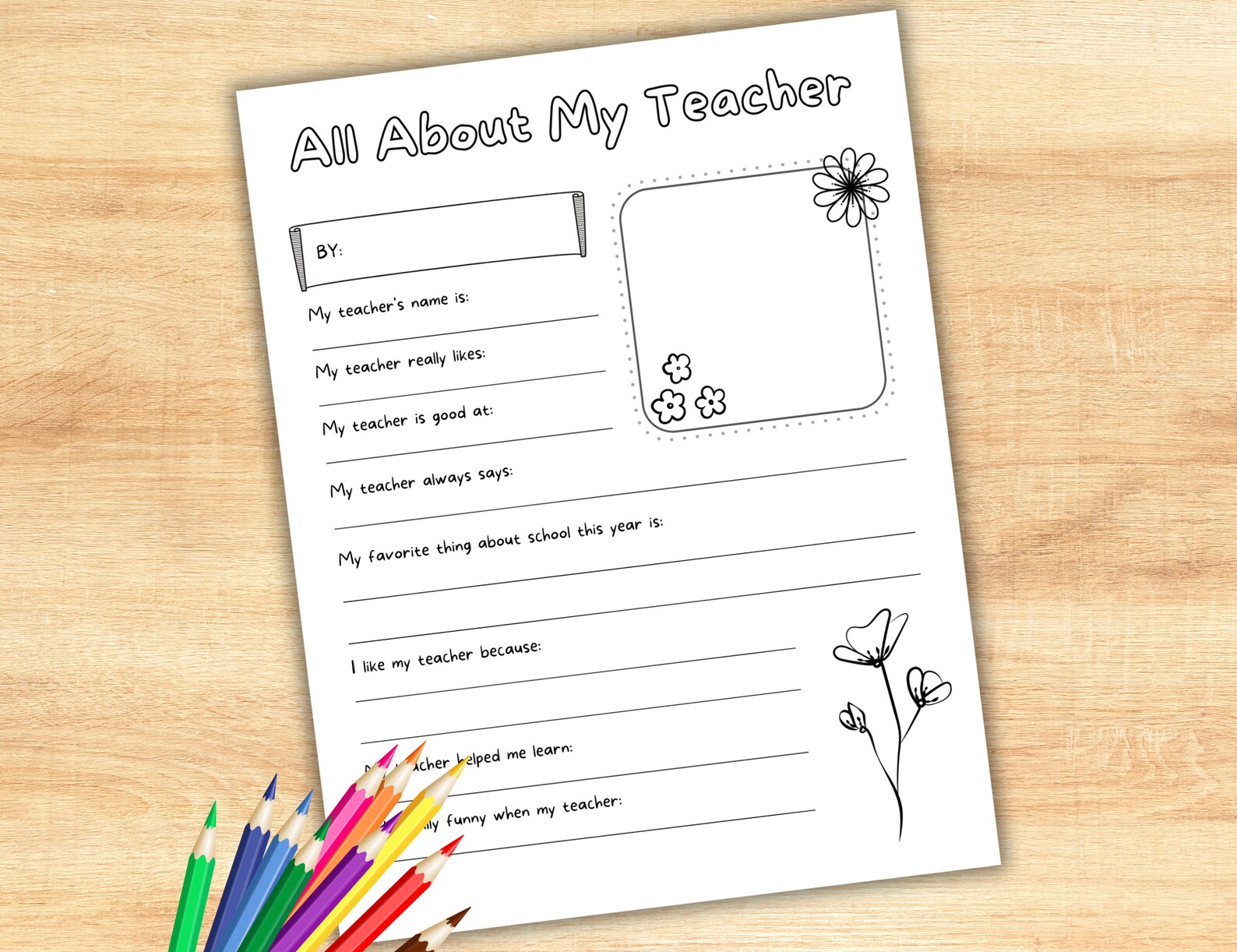 All About My Teacher Questionnaire Printable | Teacher Appreciation ...