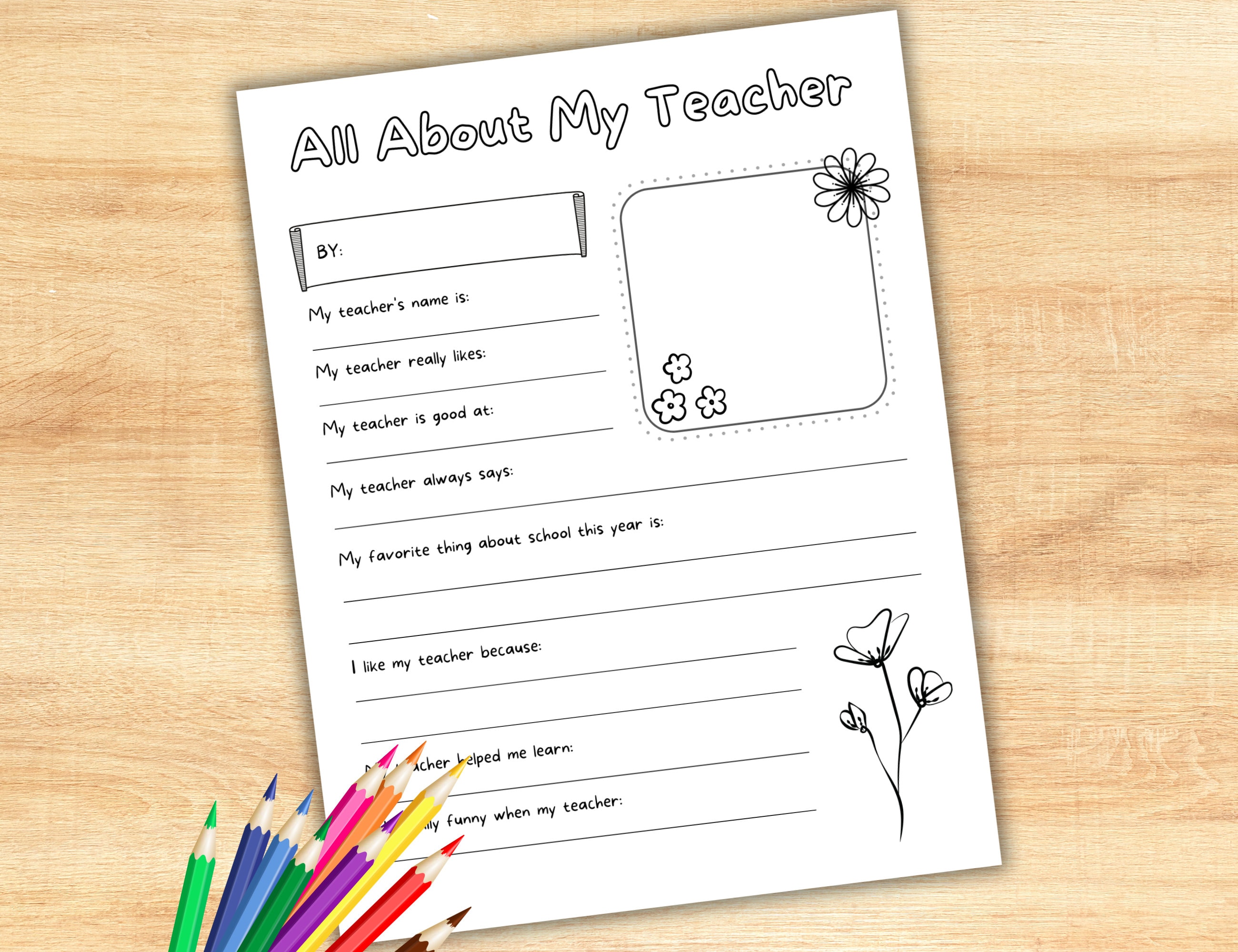 All About My Teacher Questionnaire Printable | Teacher Appreciation ...