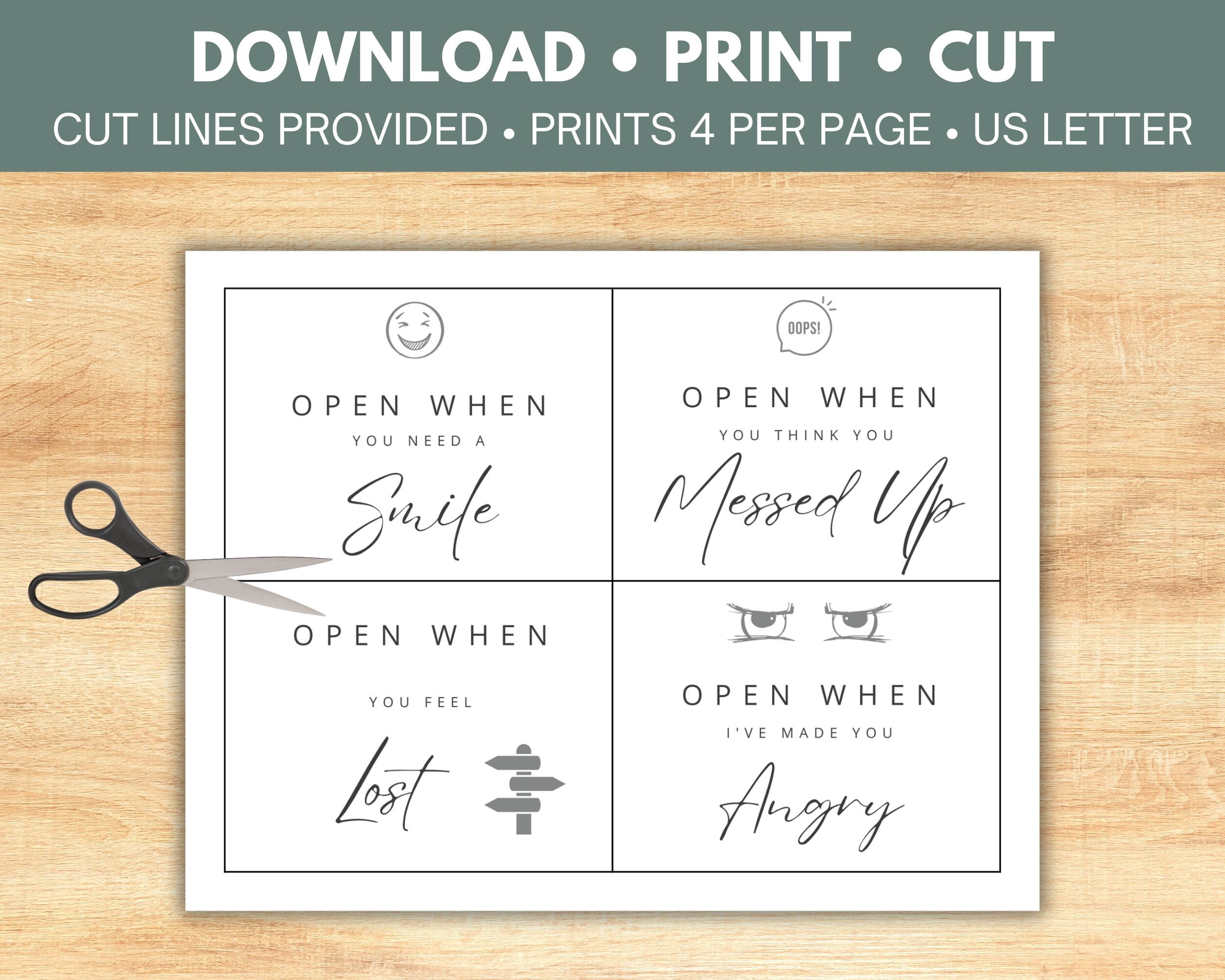 Open When Envelopes for Couples | Instant Download | Open When Letters ...