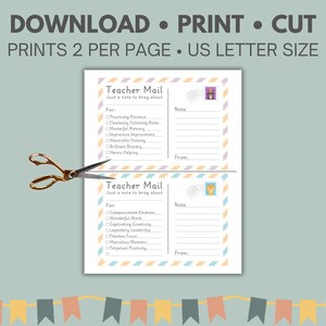 Teacher Postcard | Happy Mail | Quick Note | Printable Teacher Note for ...