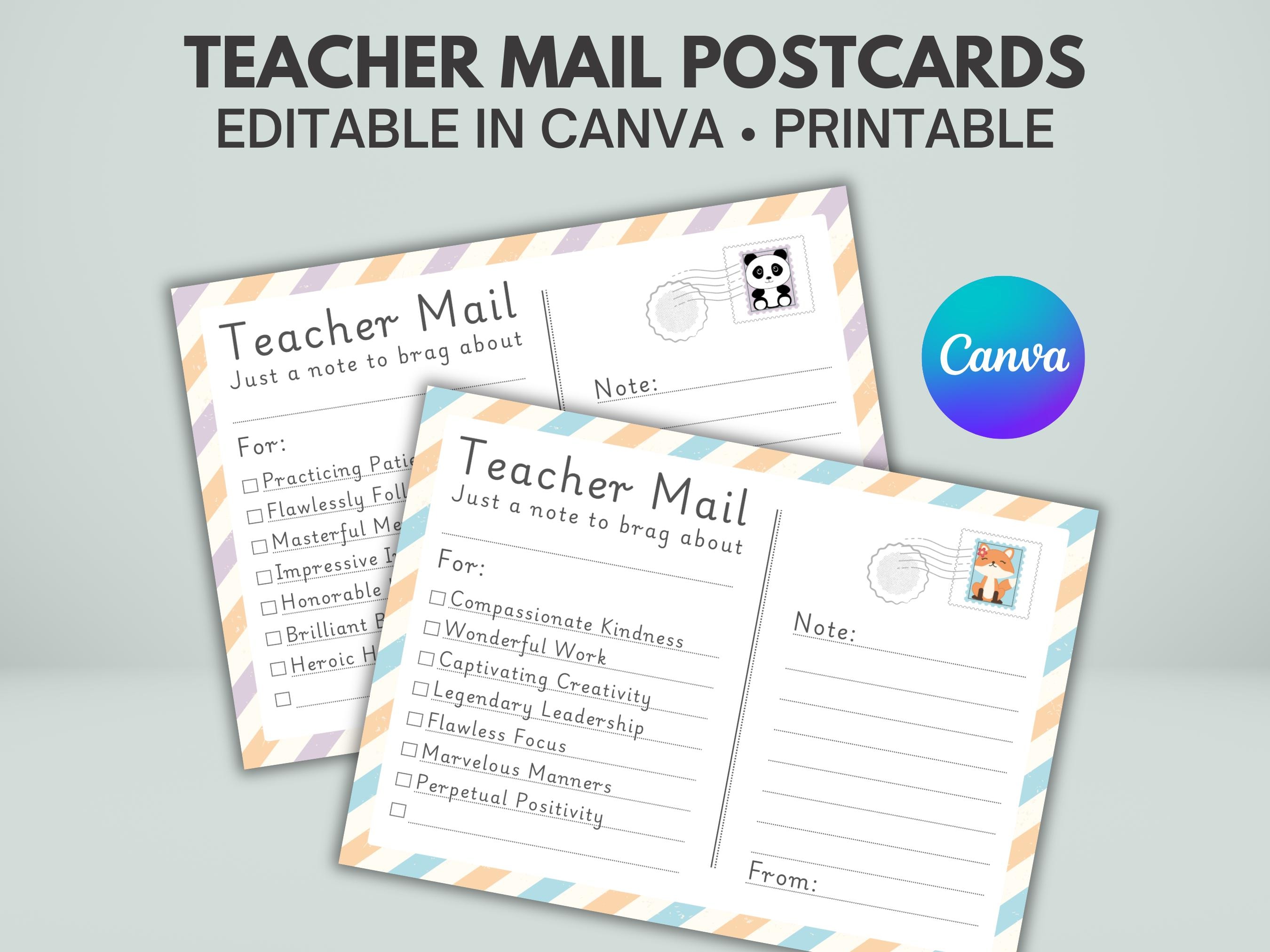 Editable Teacher Mail | Happy Mail | Quick Note | Teacher Note for ...