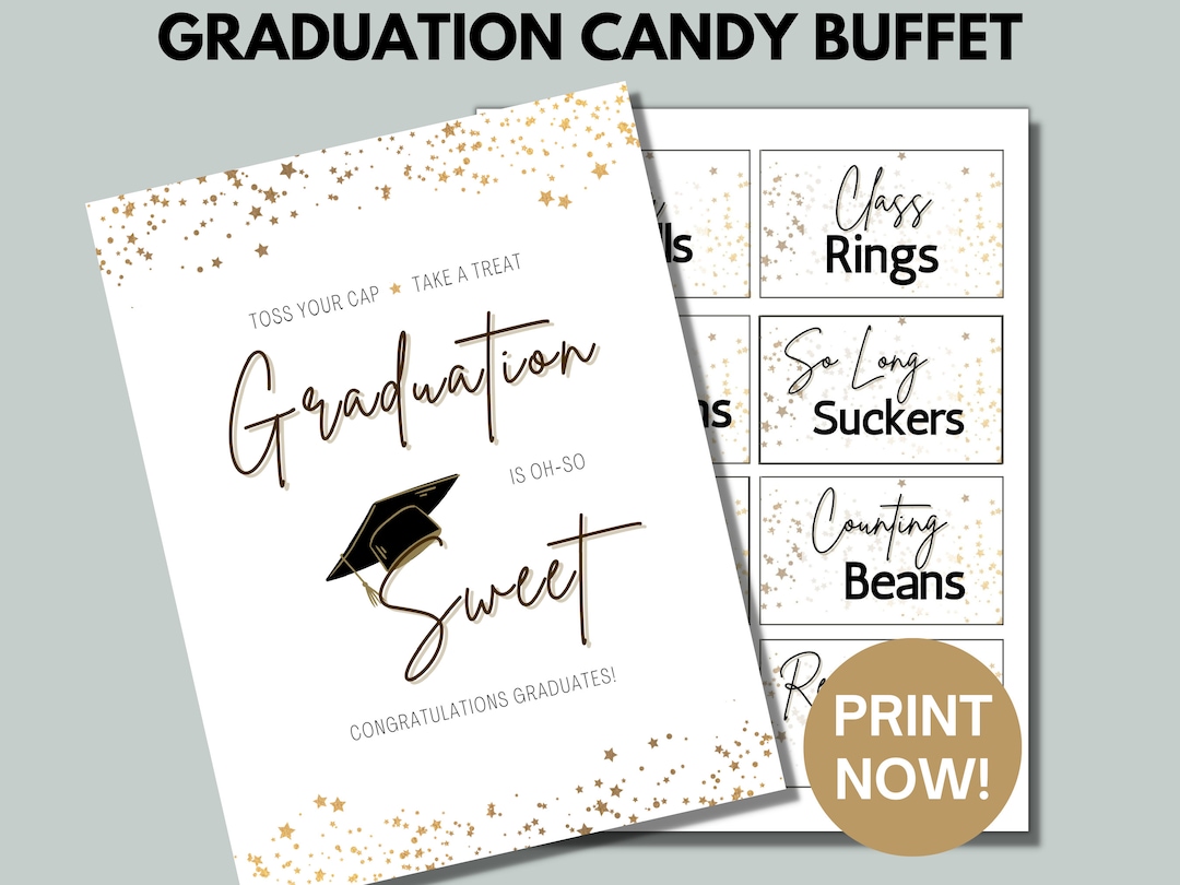 Graduation Candy Bar Sign & Label Set | Printable | Graduation Candy ...