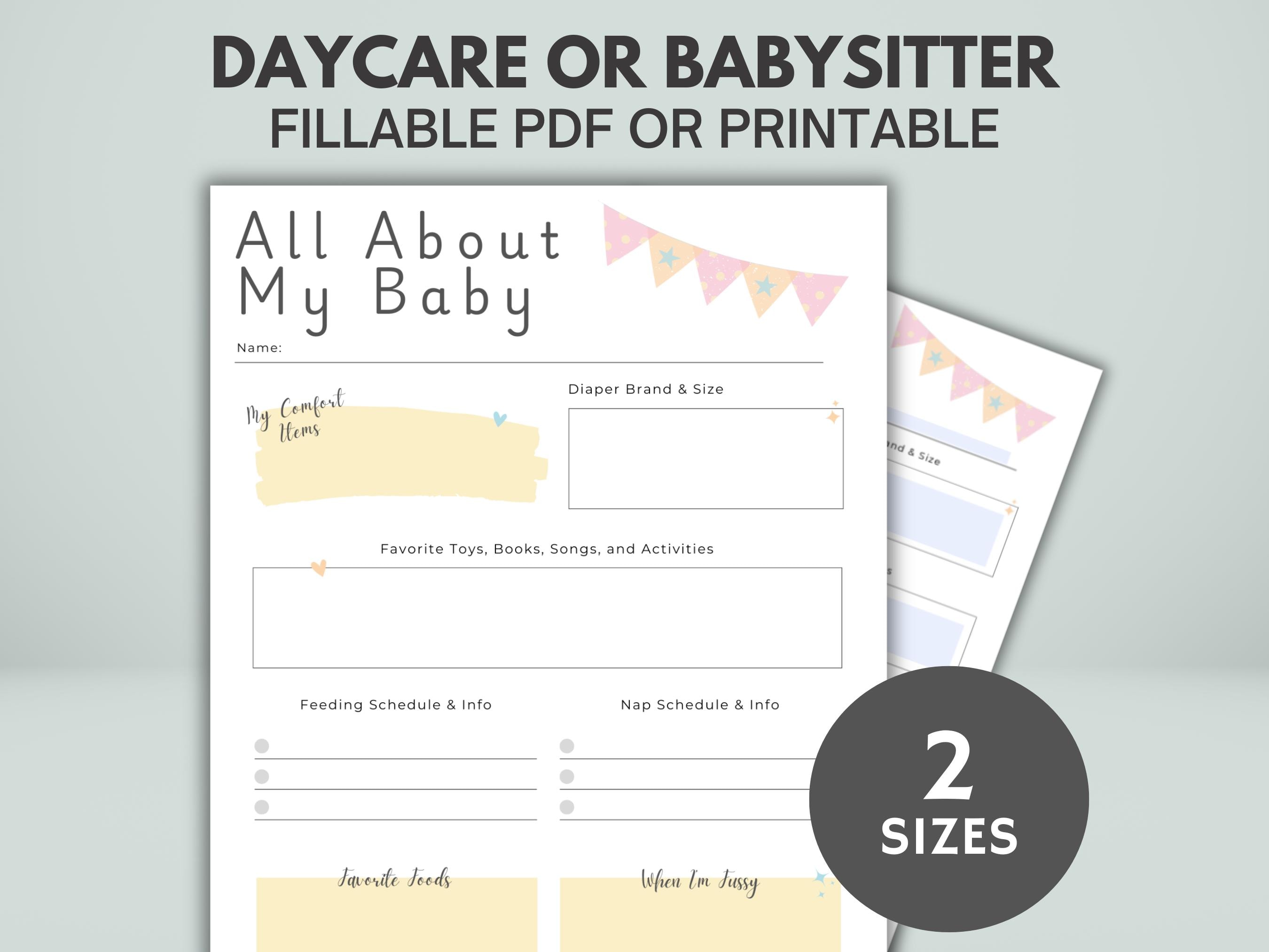 All About My Baby | Printable or Digital | Infant Information Form ...