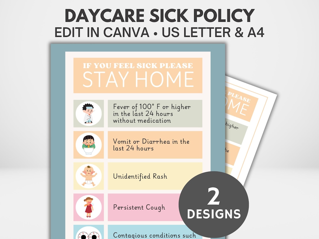 Daycare Sick Policy Flyer | Childcare Sickness Poster | Illness ...