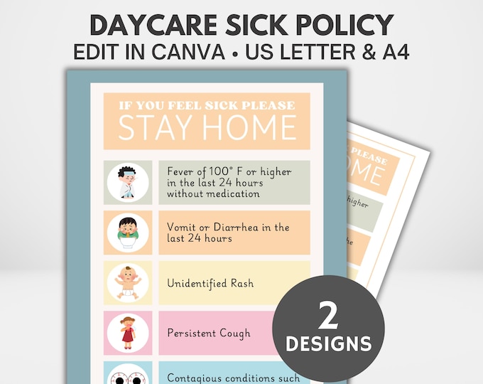 Keep Kids Healthy With Our Daycare Sick Policy Poster – A Must-have for ...