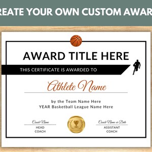 Editable Basketball Award Certificates | Canva Template | Printable End ...