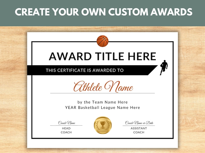 Editable Basketball Award Certificates Canva Template Printable End of ...