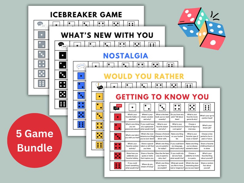 Icebreaker Game | Table Talk Dice | Roll and Tell | Getting to Know You ...