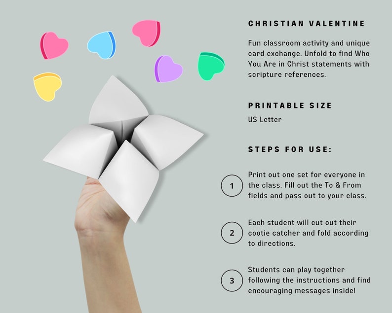 Christian Valentine Cootie Catcher Kids Ministry Activity Valentines ...