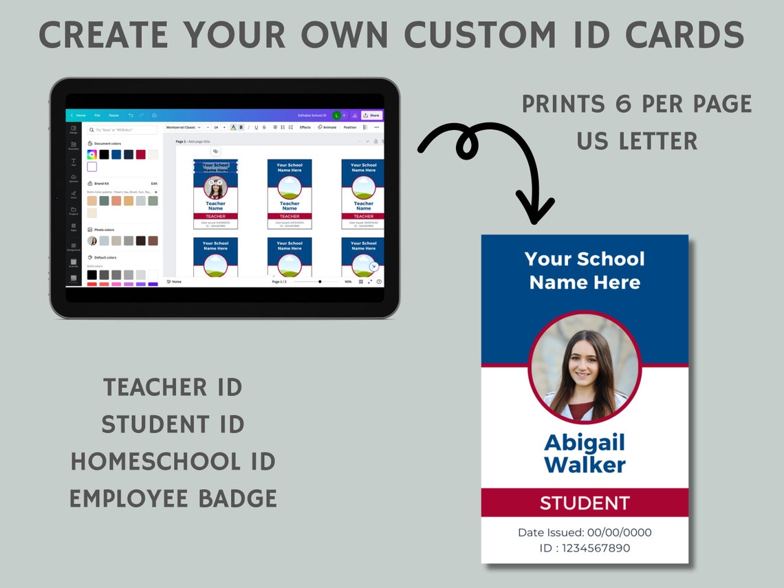 Teacher ID Card Template | School ID for Student or Teacher ...