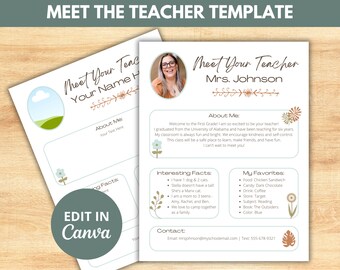 Meet the Teacher Editable Template Canva Template Back to - Etsy