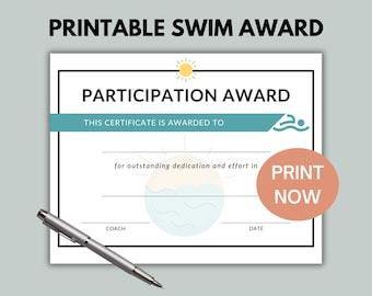 Editable Swimming Award Certificates End of Season Printable Swim Team ...