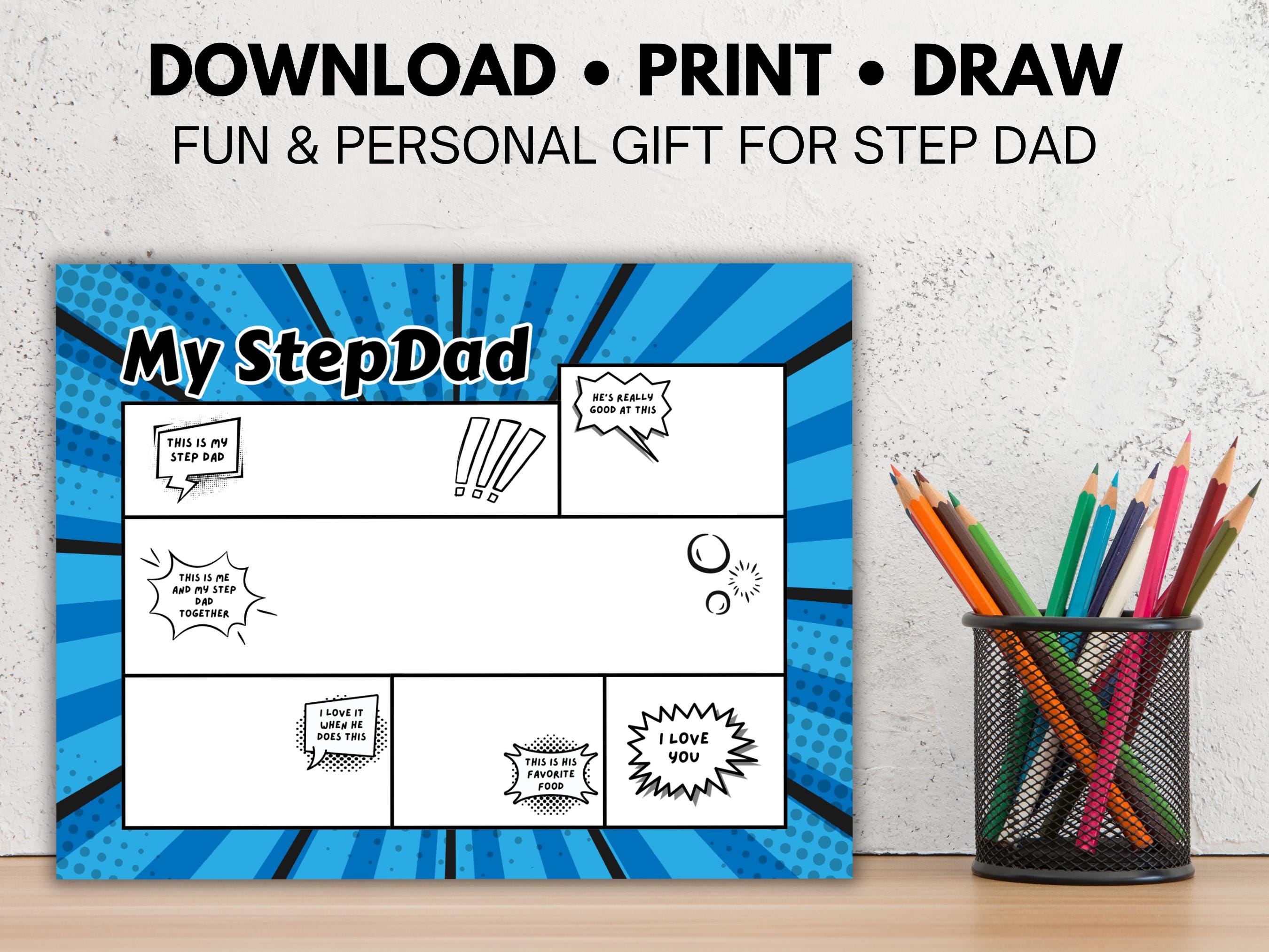 Step Dad Printable Comic Book | Step Dad Gift for Father's Day ...