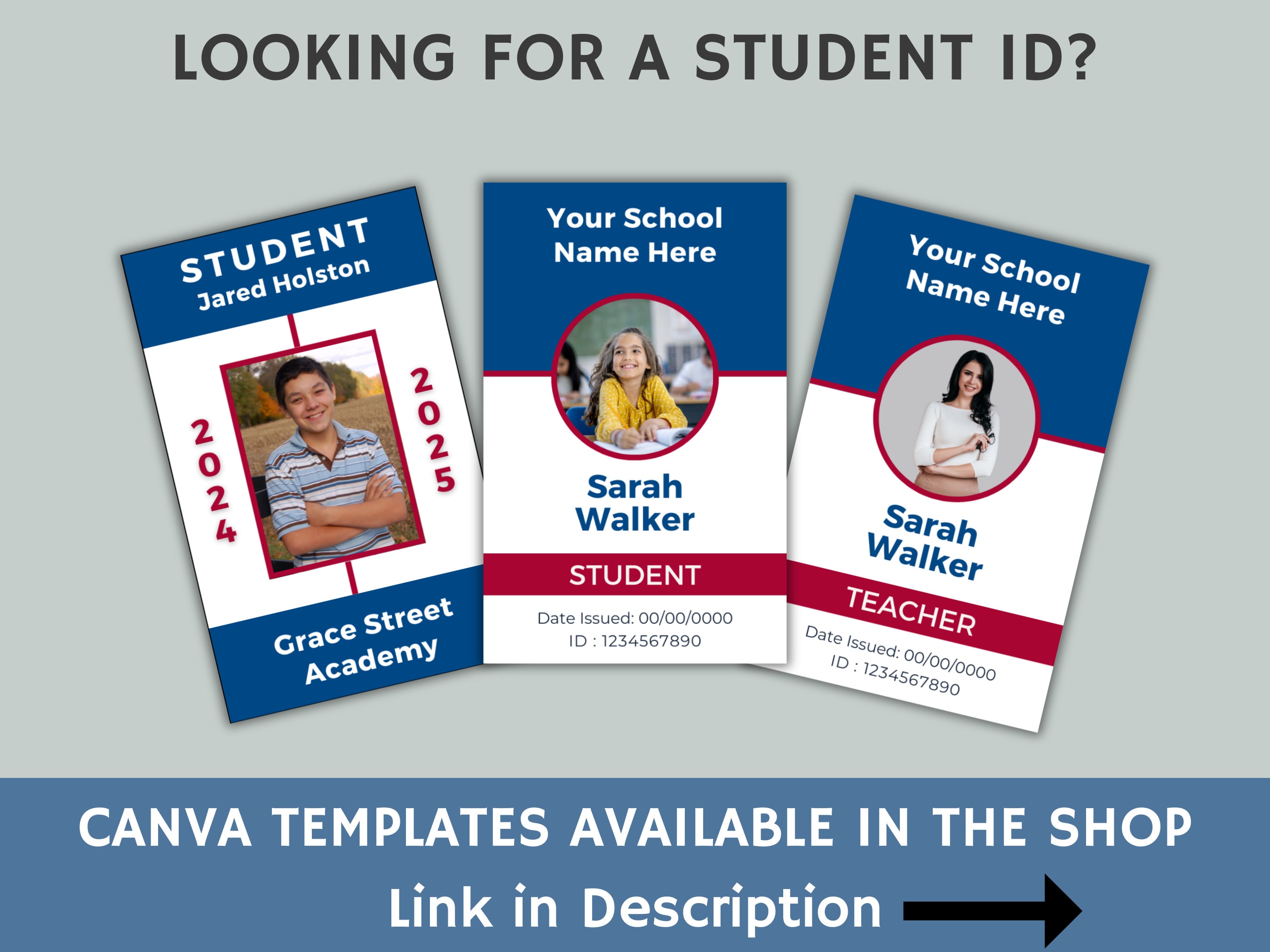 Teacher ID Card Template | School ID for Teacher or Staff | Homeschool ...
