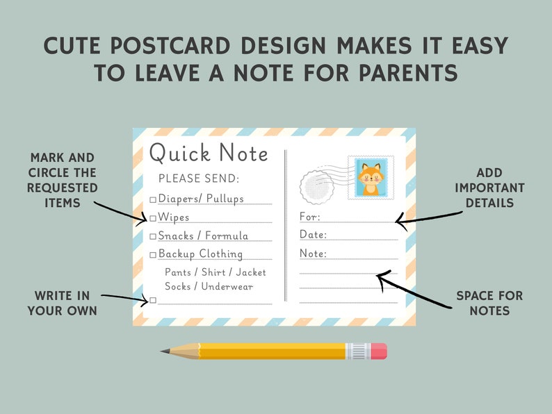 Daycare Note | Printable | Daycare Quick Note | Home Daycare Forms ...