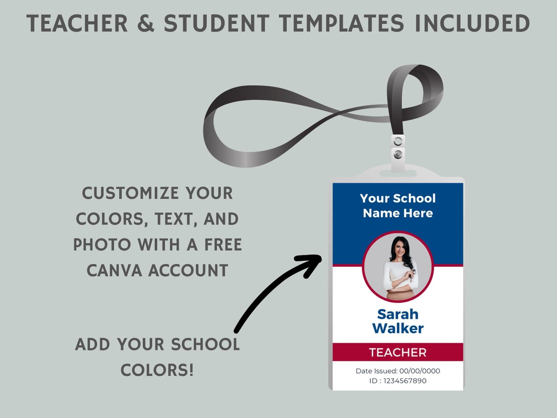 Teacher ID Card Template | School ID for Student or Teacher ...