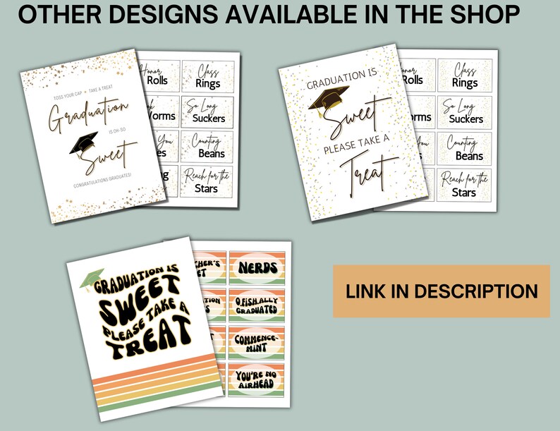 Graduation Candy Bar Sign & Labels Printable Graduation Candy Buffet ...