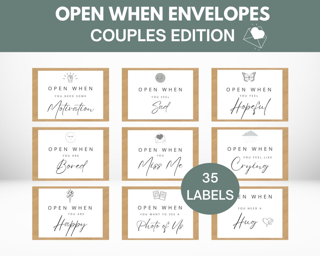 Open When Envelopes for Couples | Instant Download | Open When Letters ...