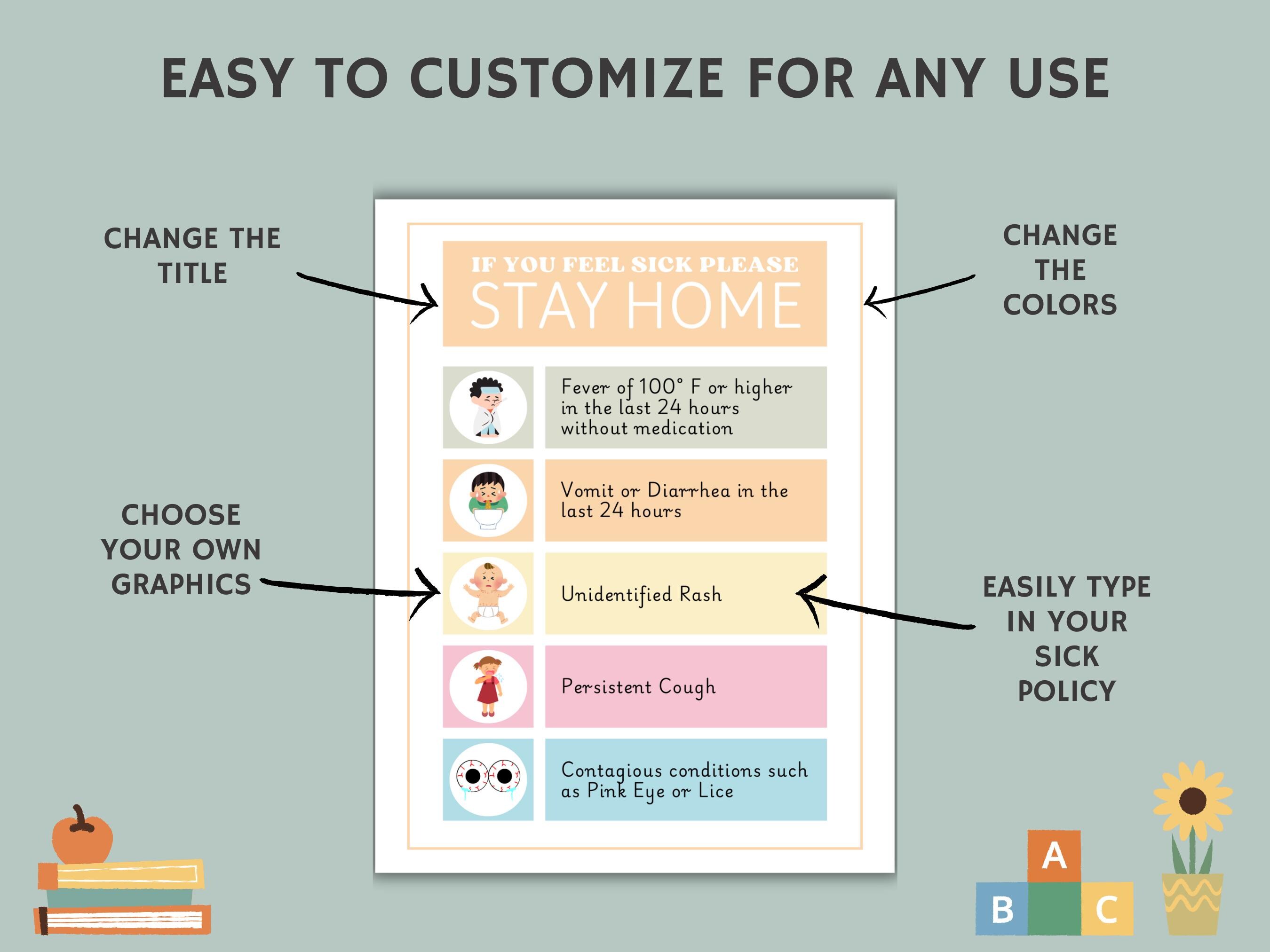 Daycare Sick Policy Flyer | Childcare Sickness Poster | Illness ...