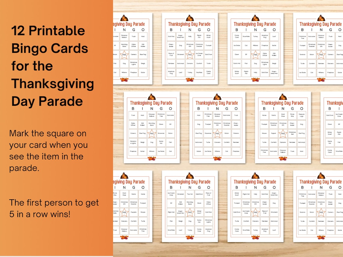 Thanksgiving Parade Bingo Printable Thanksgiving Games - Etsy