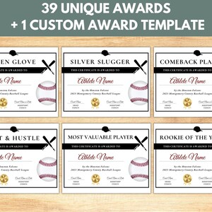 Editable Baseball Award Certificate Template Canva Template End of ...