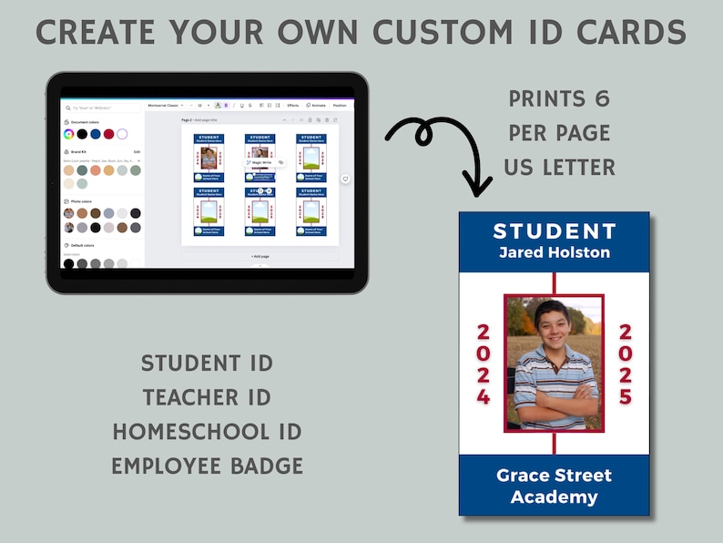 Student ID Card Template | Homeschool ID | Canva Template | Custom ID ...
