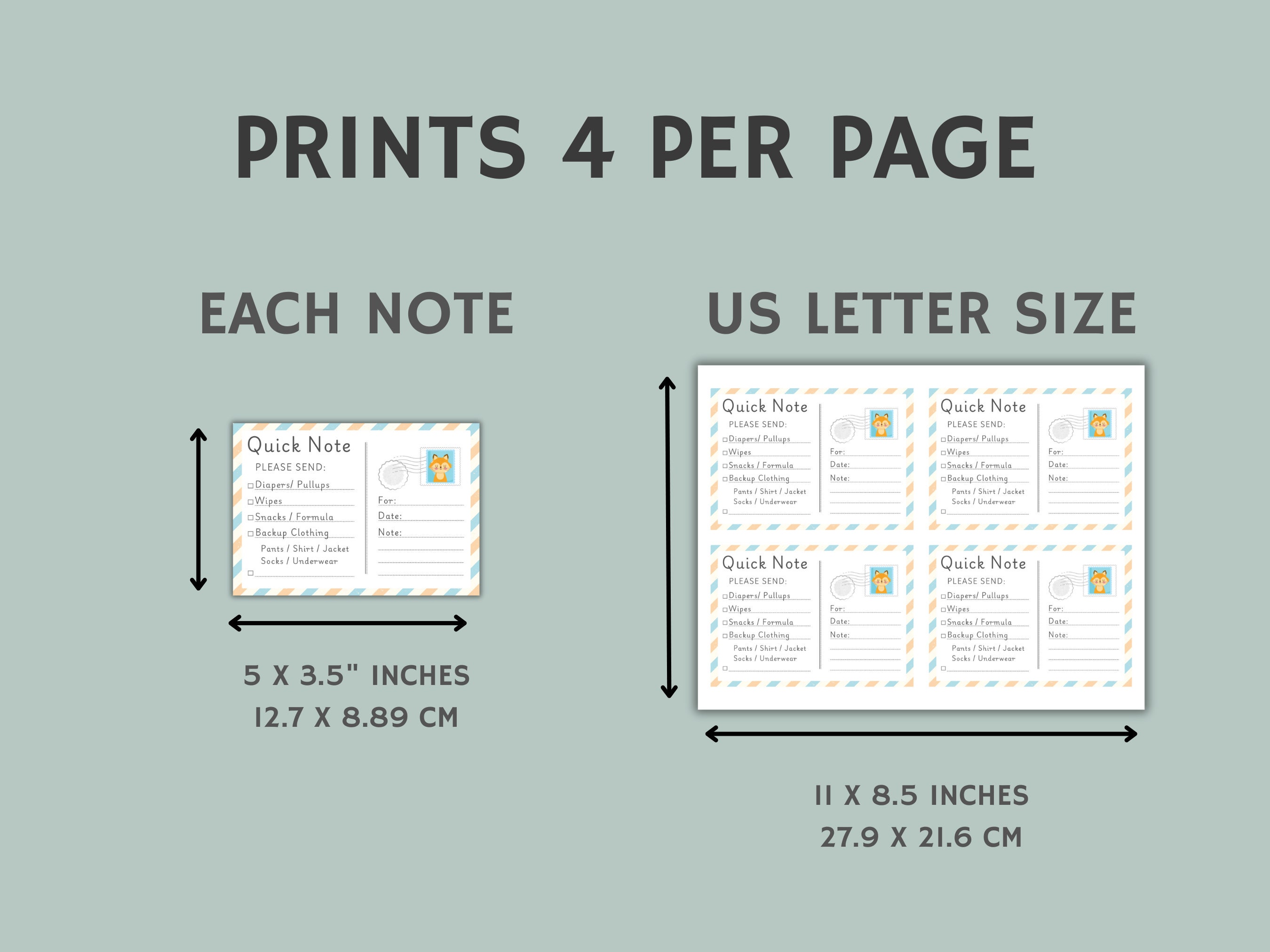 Daycare Note | Printable | Daycare Quick Note | Home Daycare Forms ...