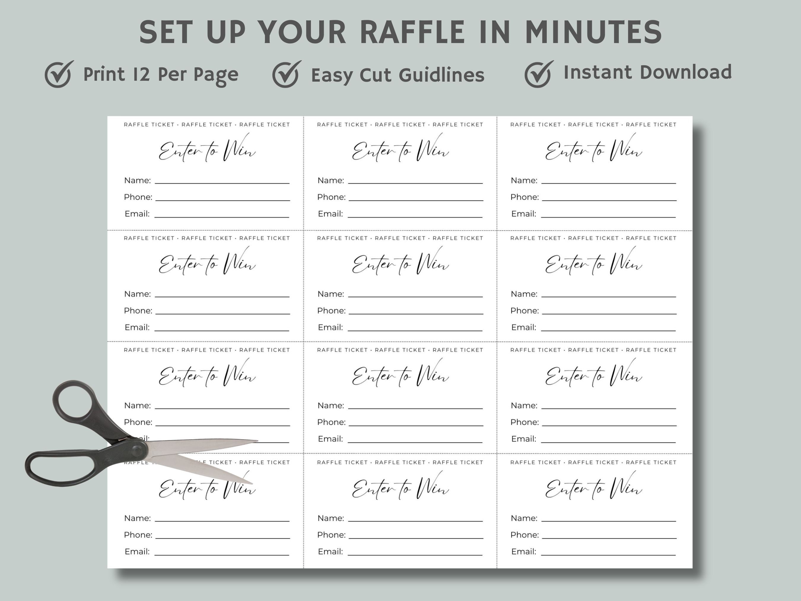 Printable Raffle Ticket Set | Enter to Win Tickets and Signs ...