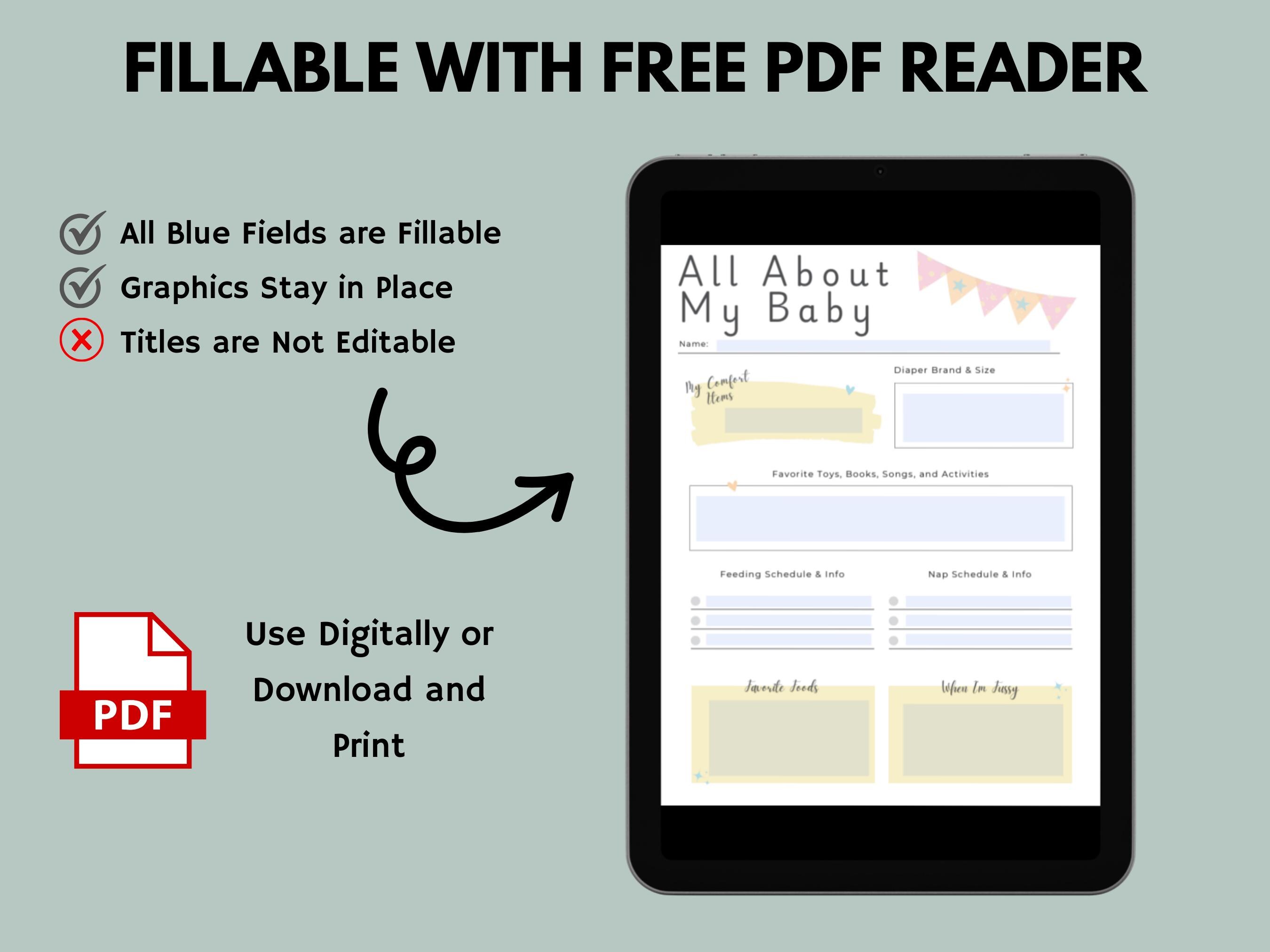 All About My Baby | Printable or Digital | Infant Information Form ...