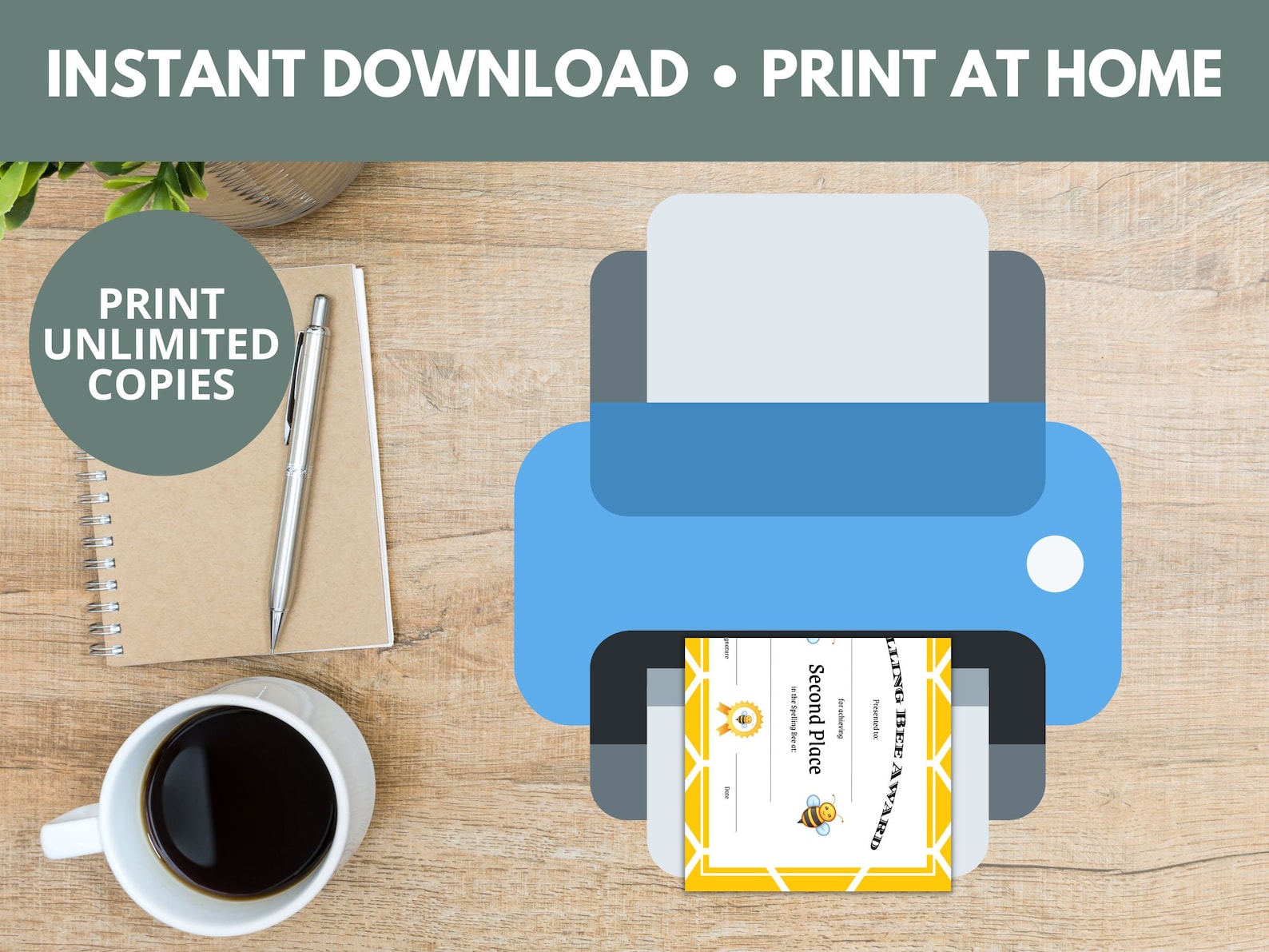 Spelling Bee Award Certificate | Printable | 4 Pages Including First ...
