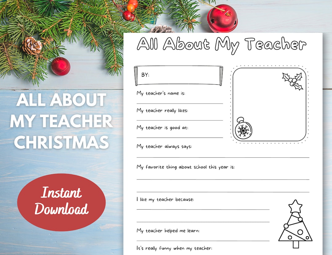 All About My Teacher Christmas Questionnaire Last Minute - Etsy