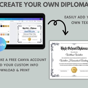 Editable Homeschool Diploma Template | Homeschool Diploma | High School ...