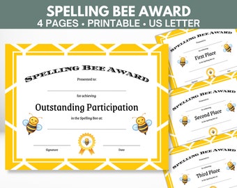 Spelling Bee Certificate - Etsy