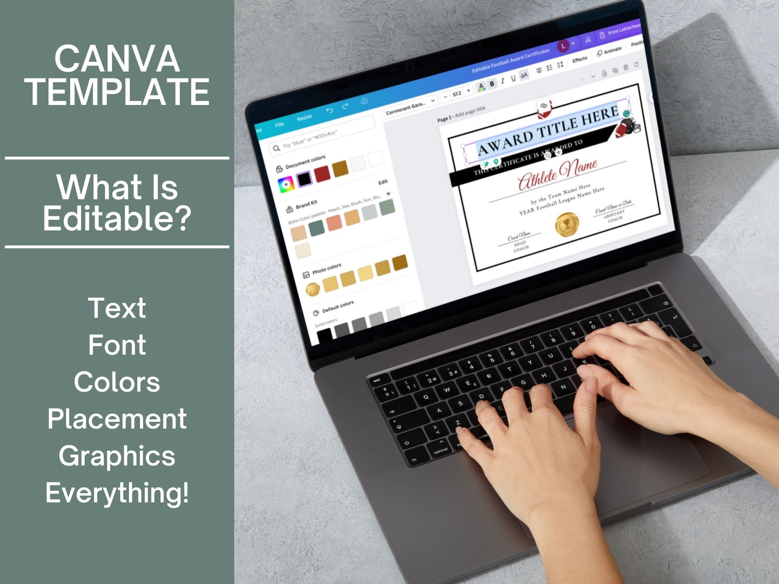 Editable Football Award Certificates | Canva Template | Printable End ...