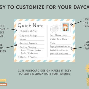 Editable Daycare Note | Canva Template | Printable Daycare Quick Note ...