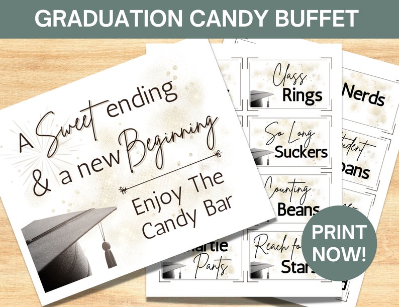 Graduation Candy Bar Sign & Labels Printable Graduation - Etsy