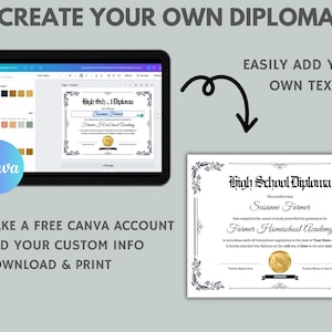 Editable Honors Homeschool Diploma Template | Homeschool Diploma | High ...
