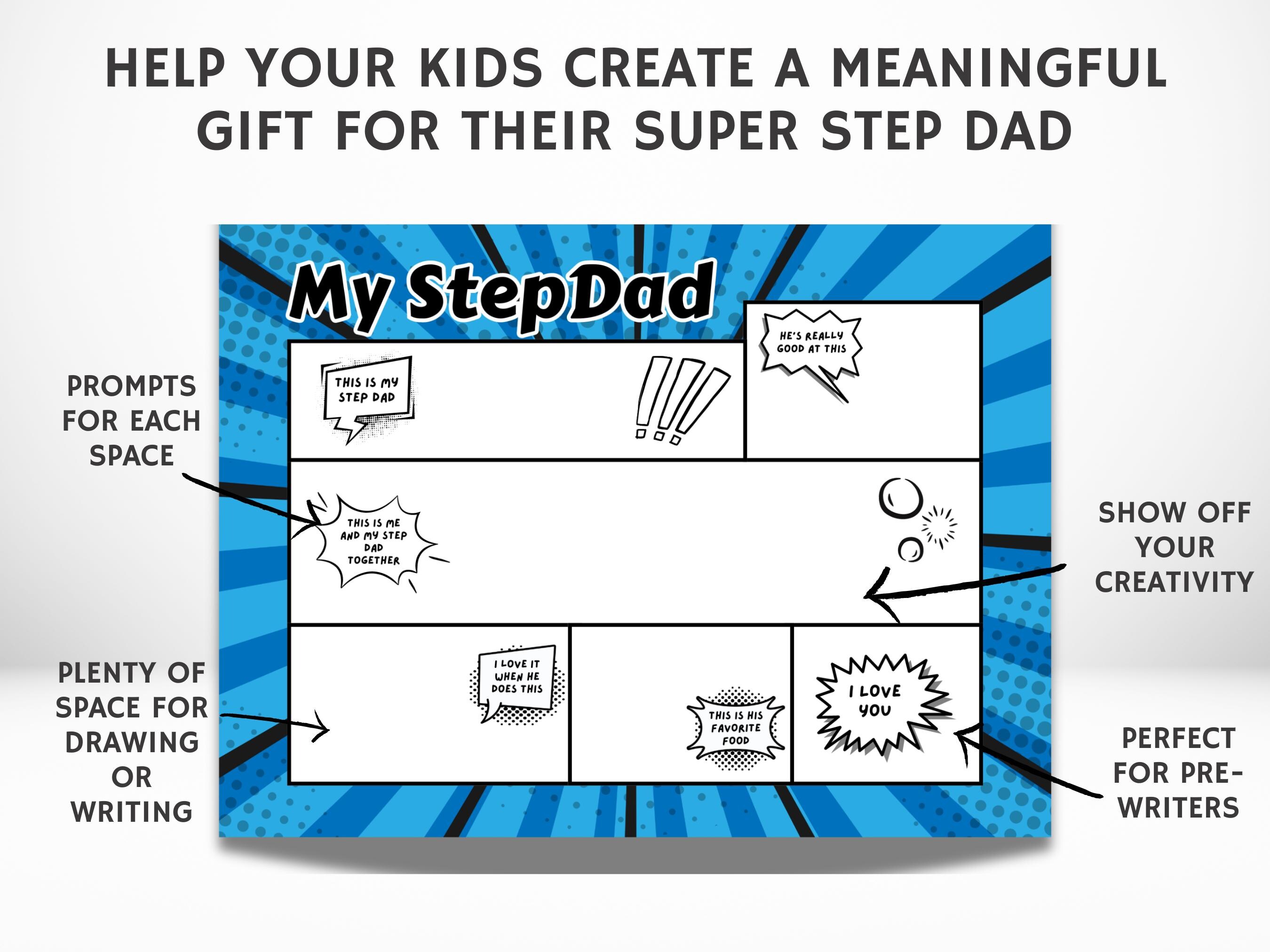 Step Dad Printable Comic Book | Step Dad Gift for Father's Day ...