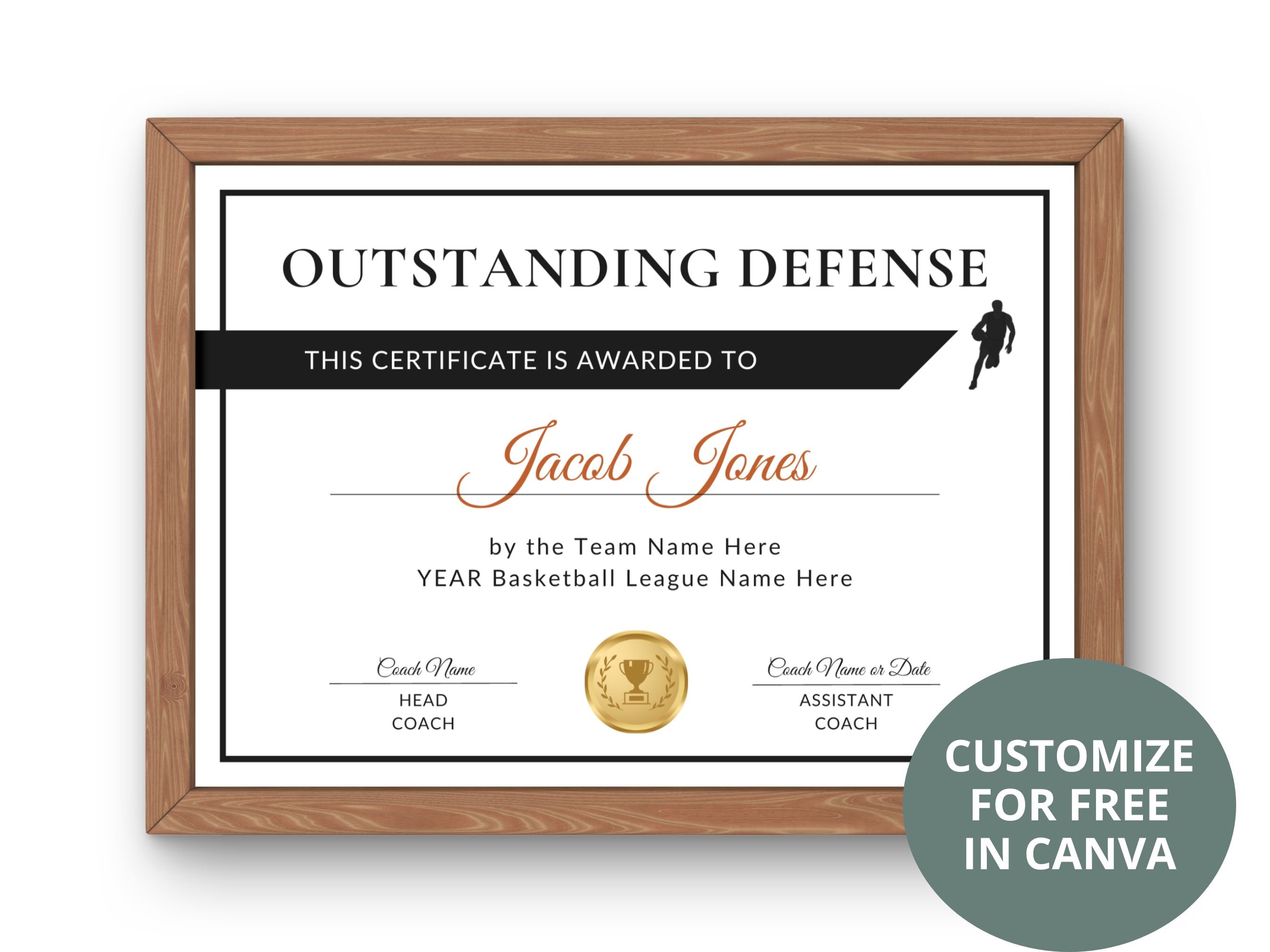 Editable Basketball Award Certificates | Canva Template | Printable End ...
