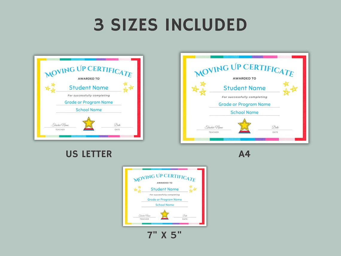 Editable Moving up Certificate | Preschool Graduation | Daycare ...