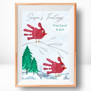 Cardinal Handprint Art Printable | Christmas Handprint Craft | Winter ...