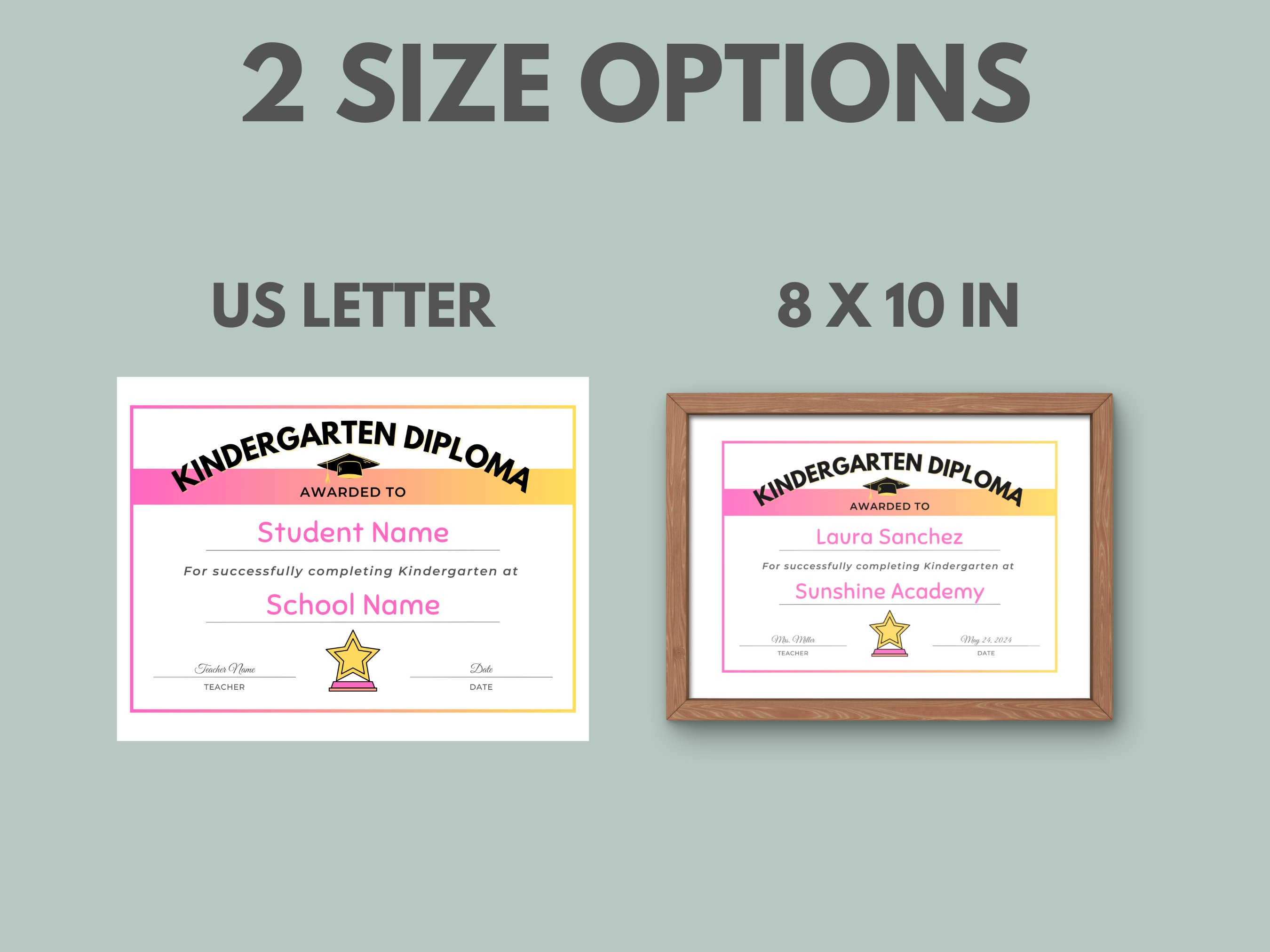 Editable Kindergarten Diploma Template | Printable Diploma | Canva ...