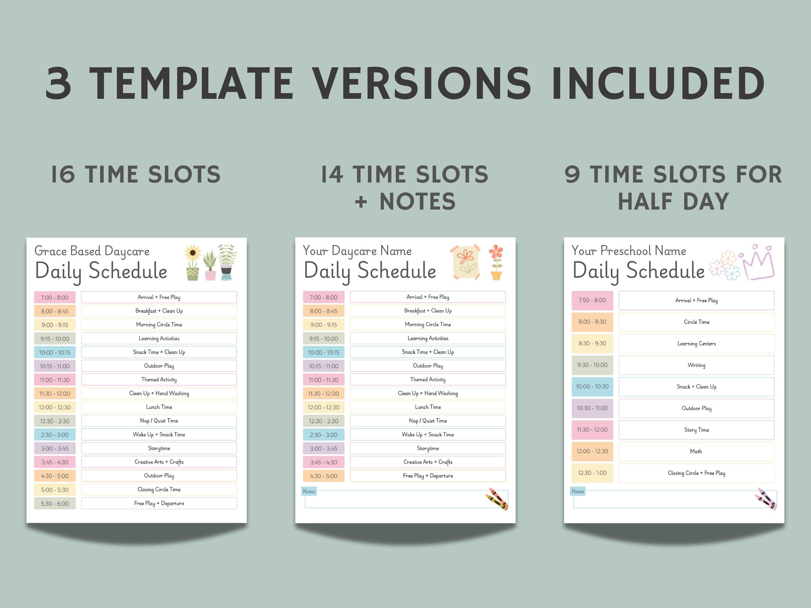 Daycare Daily Schedule | Editable + Printable | Canva Template | for ...