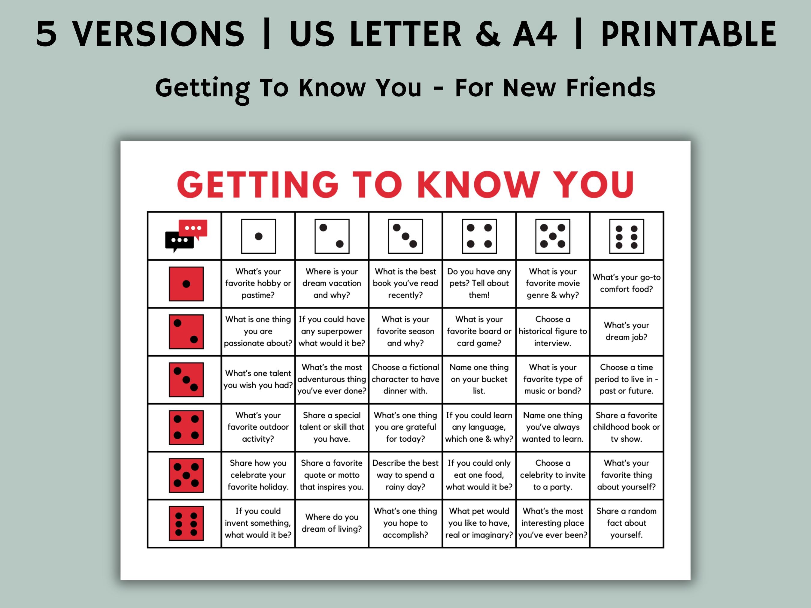 Icebreaker Game | Table Talk Dice | Roll and Tell | Getting to Know You ...