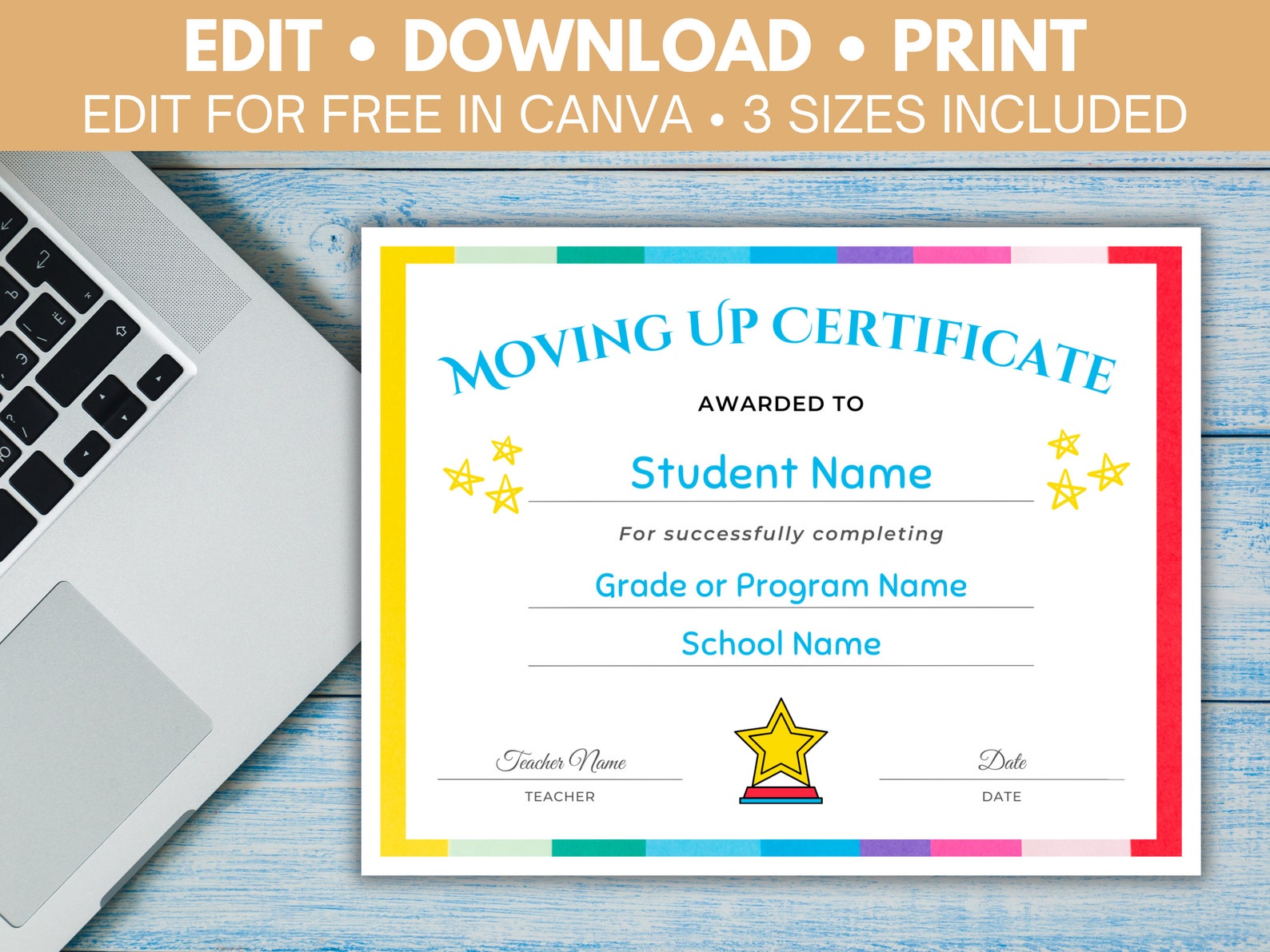 Editable Moving up Certificate | Preschool Graduation | Daycare ...