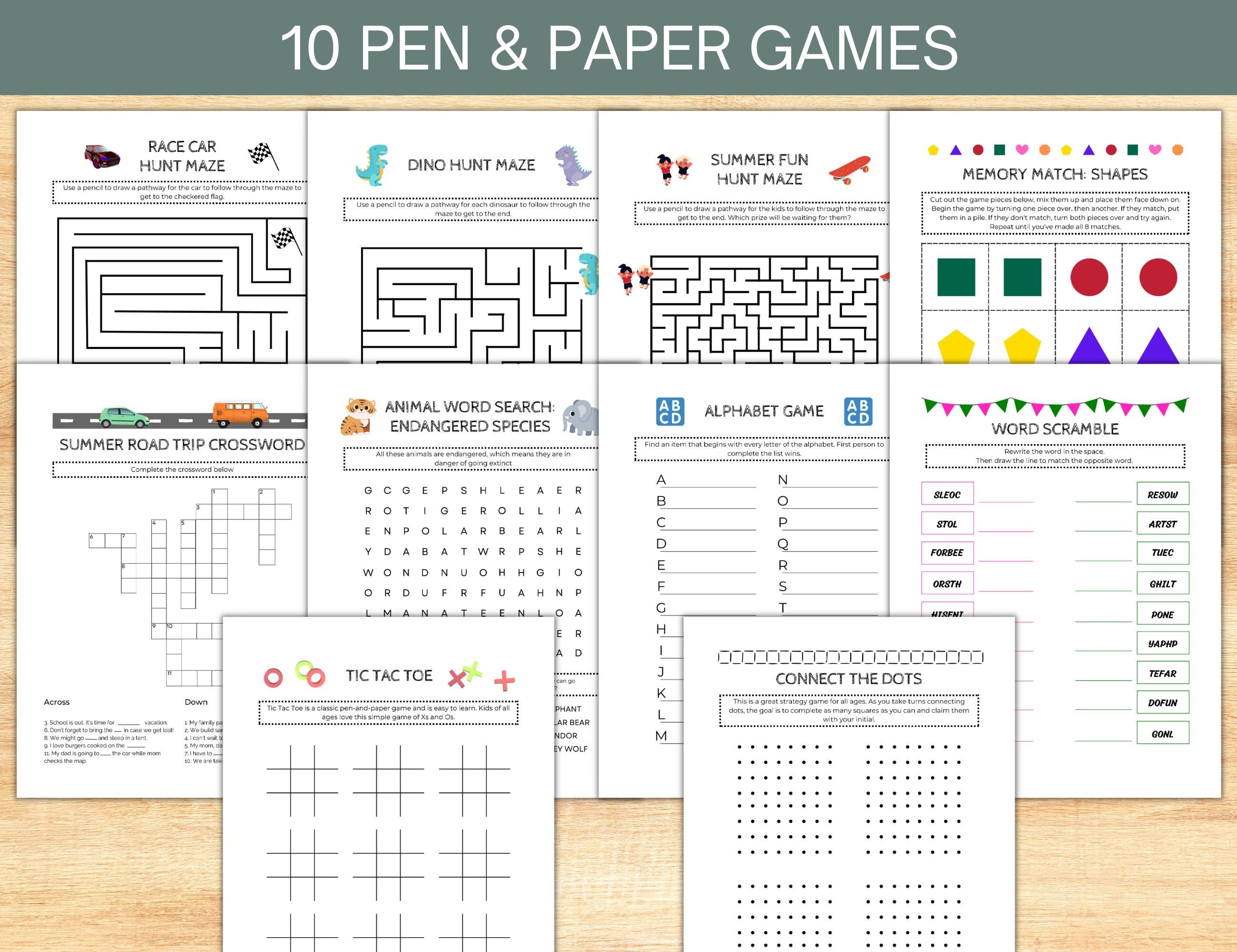 Family Road Trip Printable Games and Activities Road Trip Games Road ...