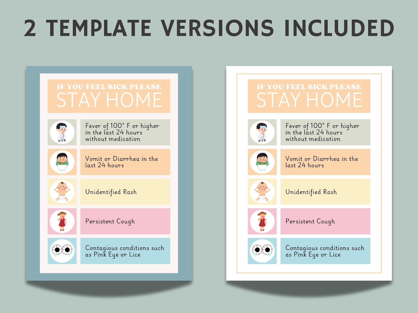 Daycare Sick Policy Flyer | Childcare Sickness Poster | Illness ...